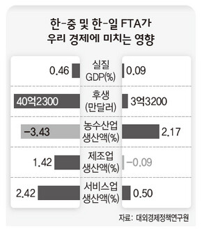 한-중 FTA 땐 국내총생산 0.46% 증가