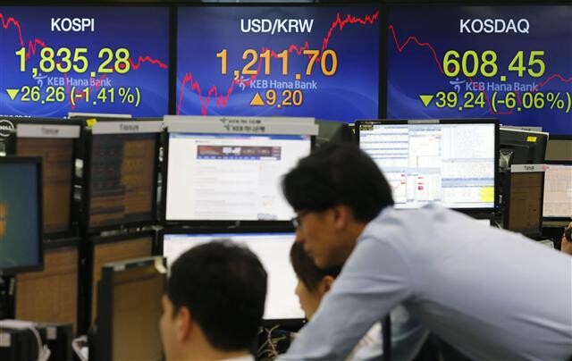 [Photo] South Korean stock market joins East Asian fall
