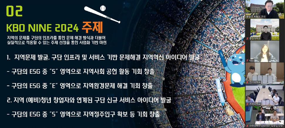 중앙대 등 25개 대학-프로야구 연계 ESG-지역사회 상생 프로젝트 ‘KBO 나인(NINE) 시즌 2024’ 대장정 시작